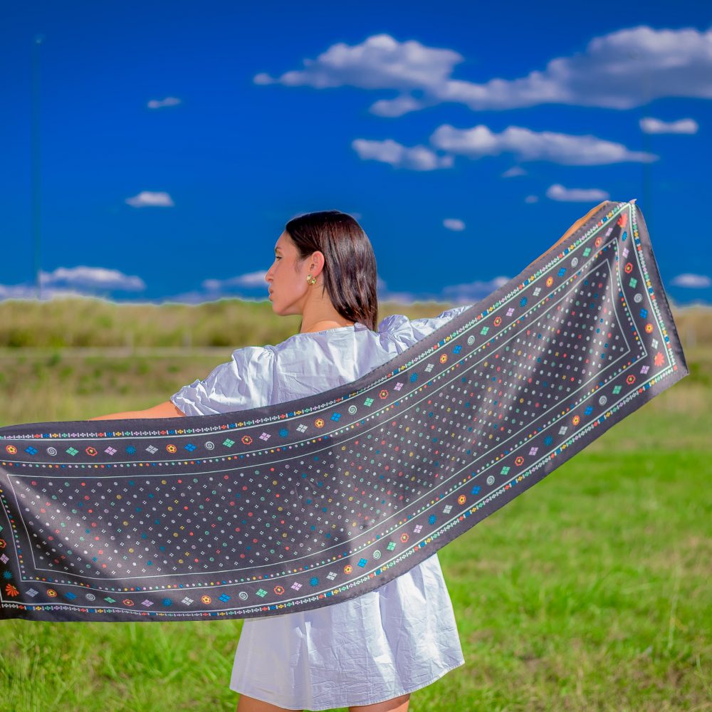 Long silk scarf in black colour - Ancientgreekscarves.com