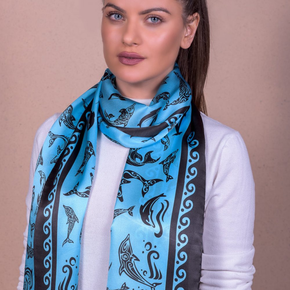 Turquoise pure silk scarf - Ancientgreekscarves.com