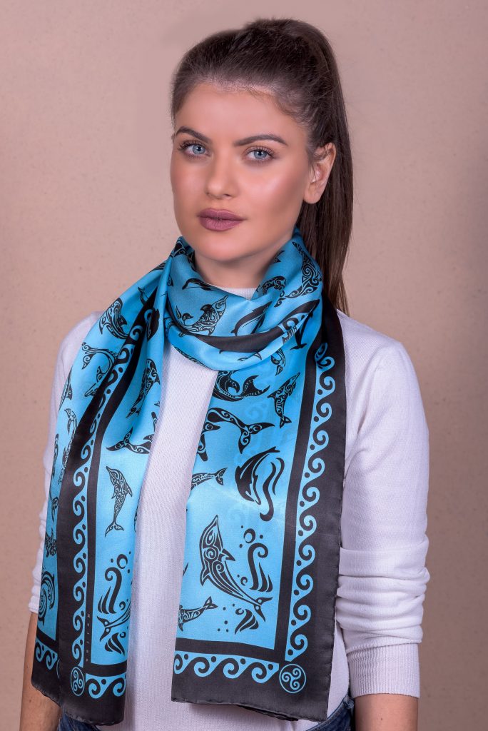 Turquoise pure silk scarf - Ancientgreekscarves.com