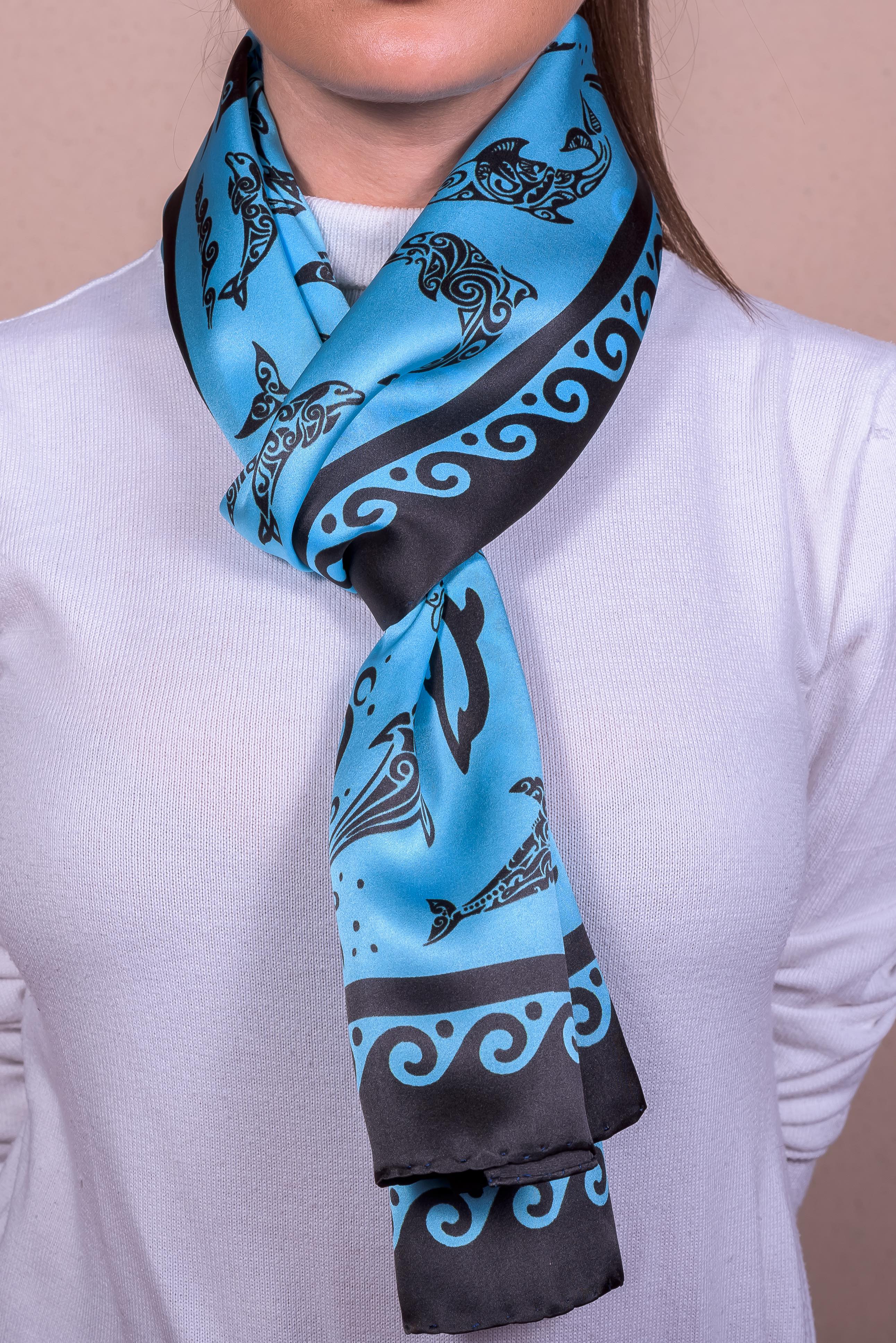 Turquoise pure silk scarf - Ancientgreekscarves.com