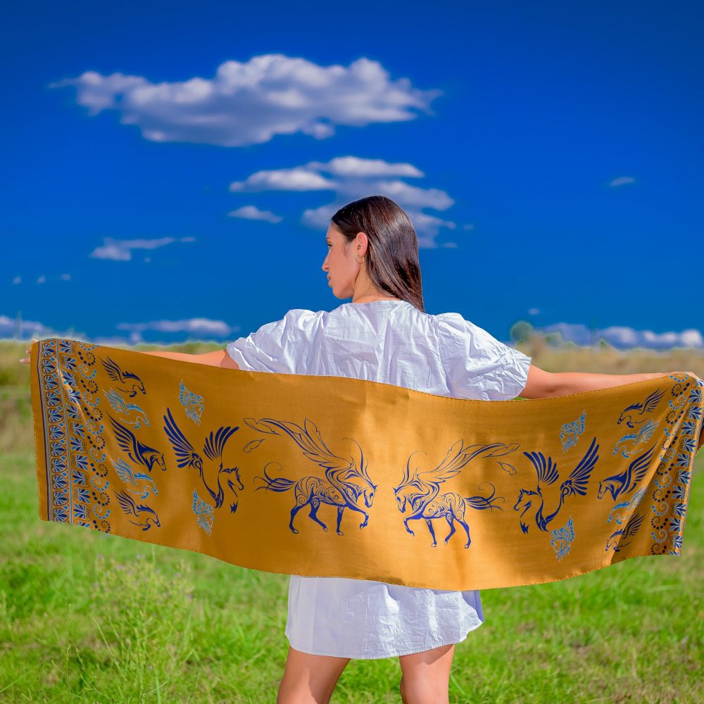 Bronze toned pure silk scarf - Ancientgreekscarves.com