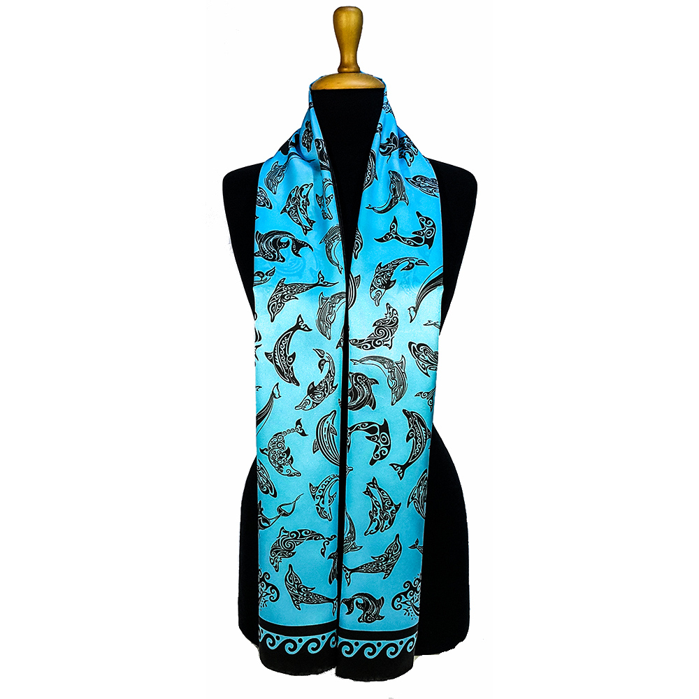 Turquoise pure silk scarf - Ancientgreekscarves.com