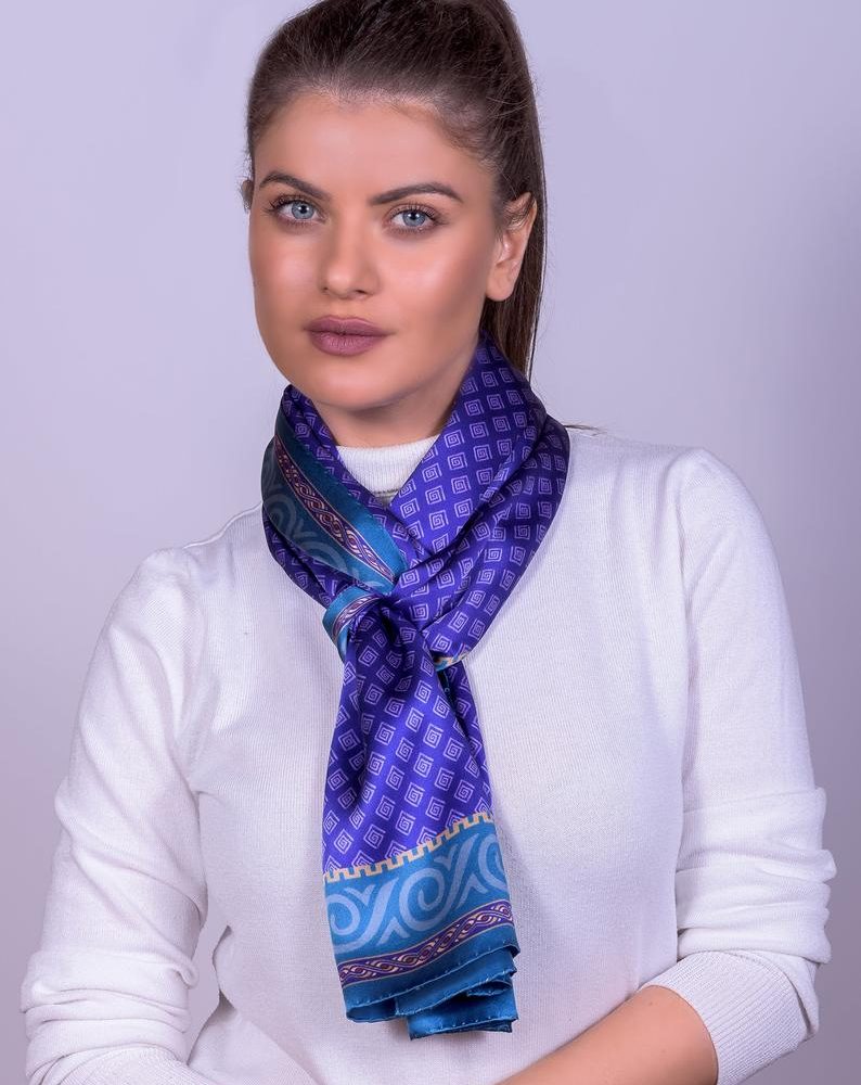 Blue and purple silk scarf - Ancientgreekscarves.com