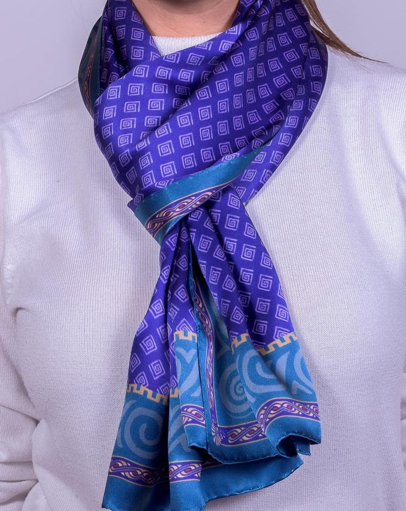 Blue and purple silk scarf - Ancientgreekscarves.com