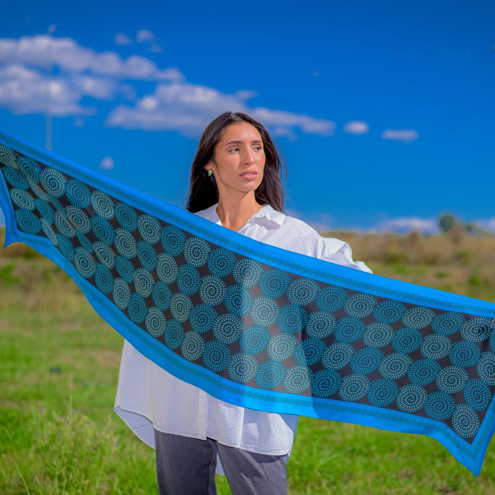 Sky blue pure silk shawl - Ancientgreekscarves.com