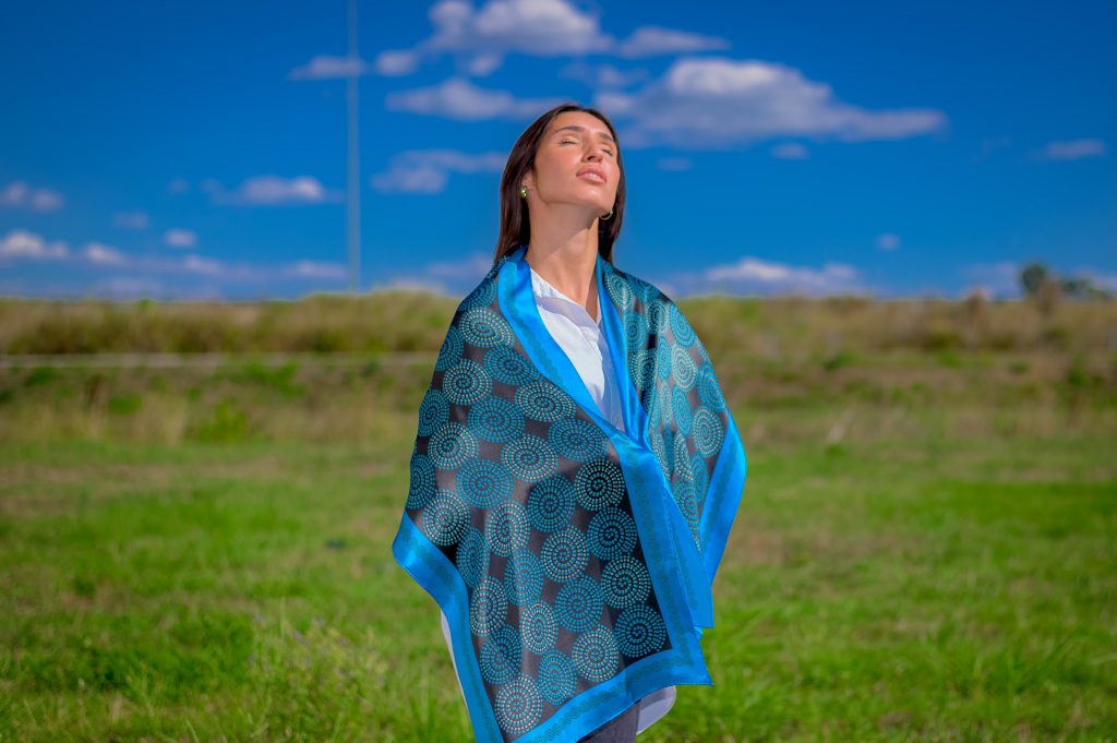 Sky blue pure silk shawl - Ancientgreekscarves.com