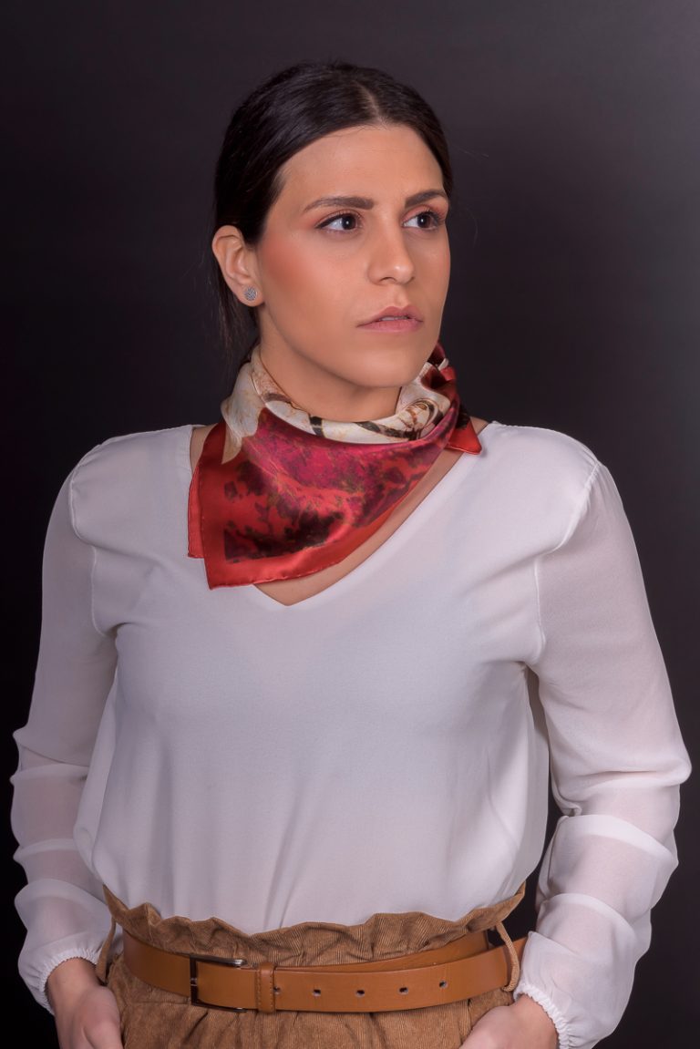 Bright red pure silk scarf - Ancientgreekscarves.com