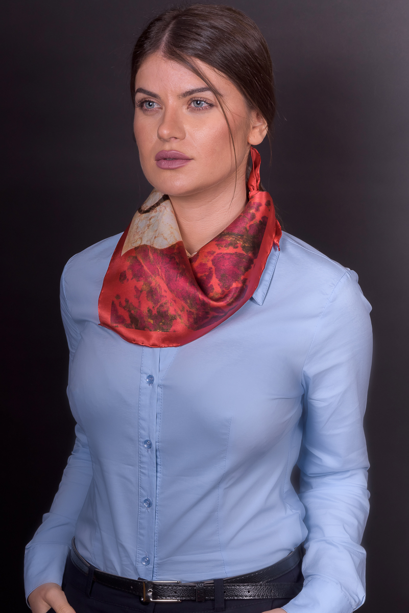 Bright red pure silk scarf - Ancientgreekscarves.com