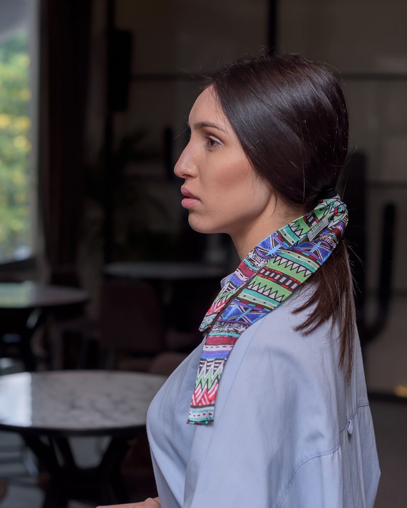 Blue and green headscarf - Ancientgreekscarves.com