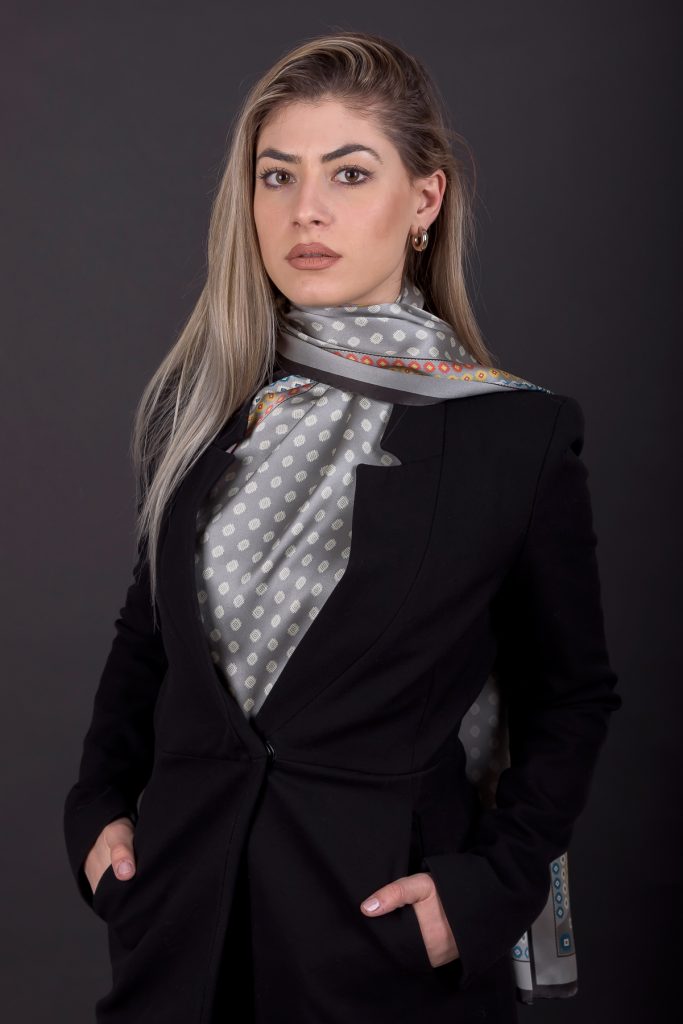 Grey pure silk headscarf - Ancientgreekscarves.com