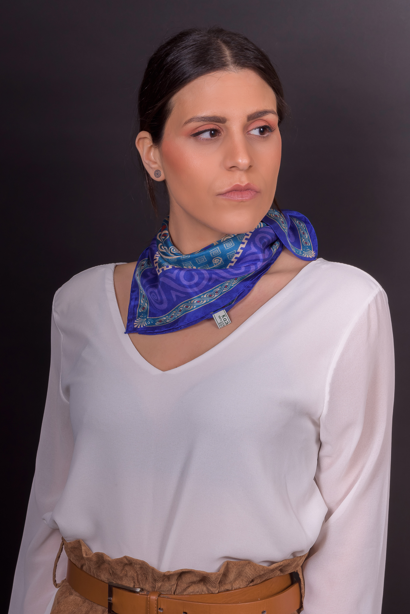 Dark blue square silk scarf - Ancientgreekscarves.com