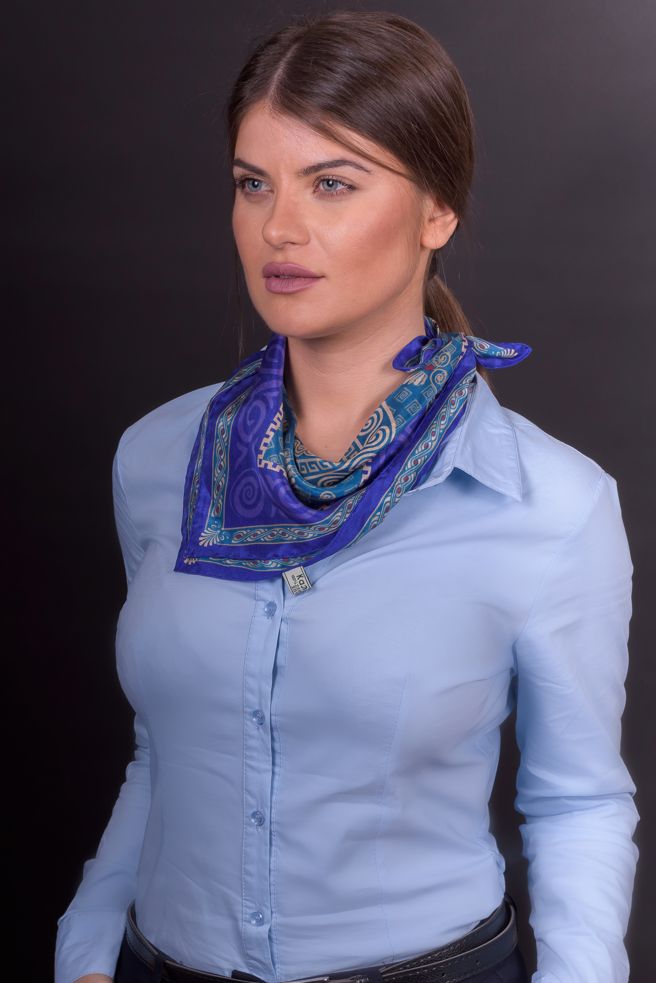 Dark blue square silk scarf - Ancientgreekscarves.com