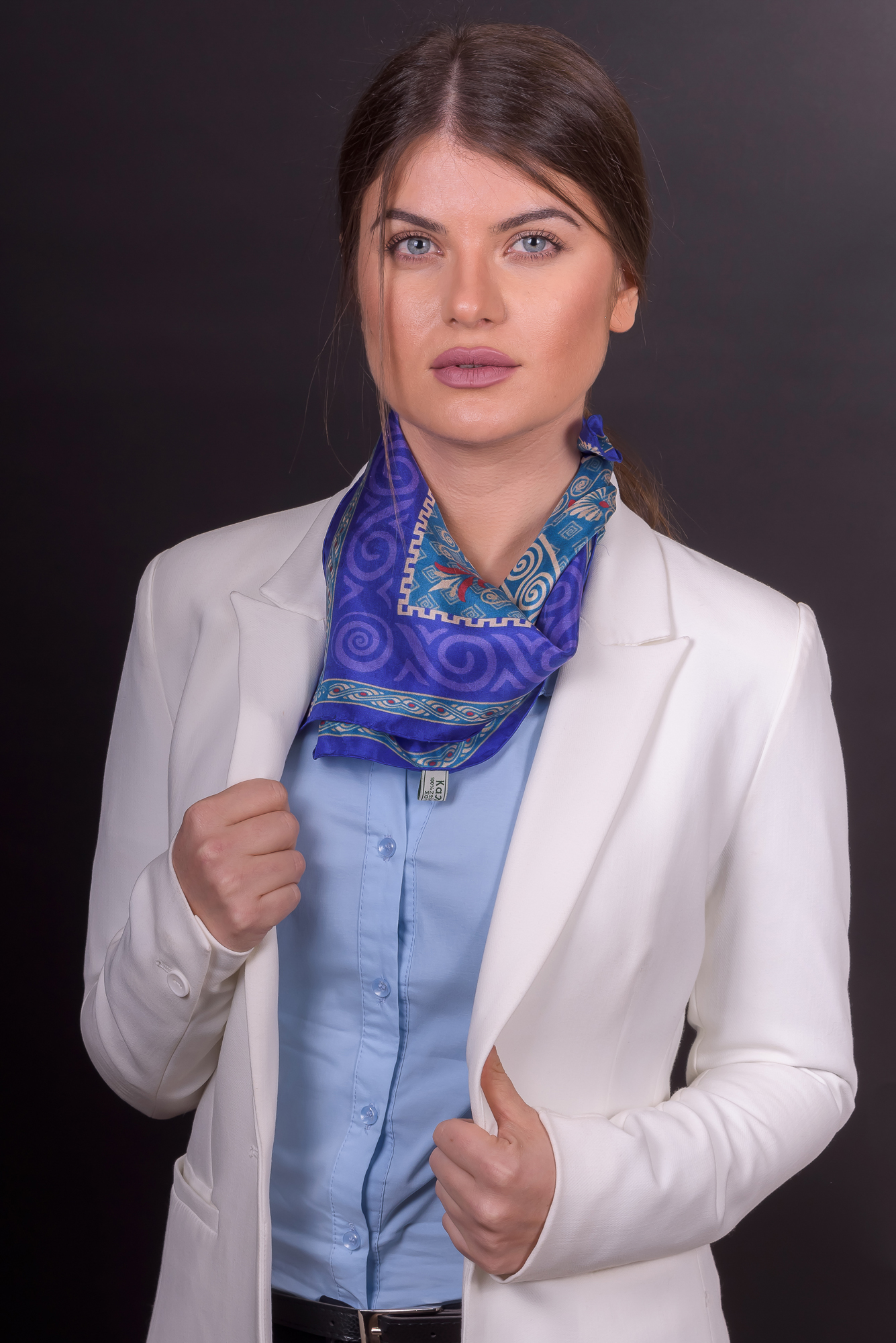 Dark blue square silk scarf - Ancientgreekscarves.com